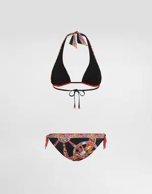 Dolce & Gabbana Carretto-print Triangle Bikini� Swimwear