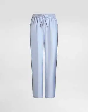 Dolce & Gabbana Light Blue Silk Twill Trousers - Azure