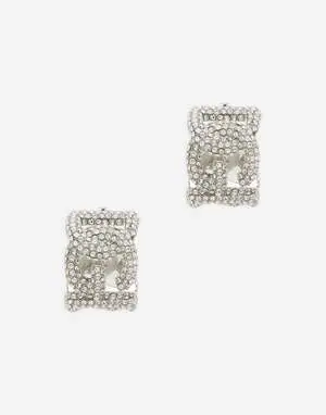 Dolce & Gabbana Rhinestone Earrings With Dg Logo Bijoux Metal - Silver