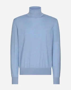 Dolce & Gabbana Extra-fine Cashmere And Silk Turtleneck Sweater Light Blue Cashmere - Azure