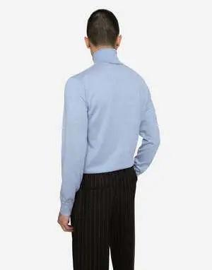 Dolce & Gabbana Extra-fine Cashmere And Silk Turtleneck Sweater - Azure