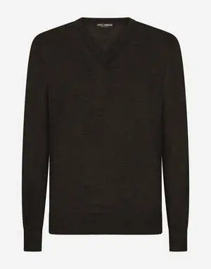 Dolce & Gabbana Pull Scollo V Sweaters And Cardigans Gray Cashmere - Black