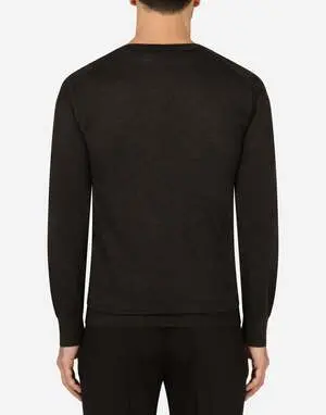 Dolce & Gabbana Pull Scollo V Sweaters And Cardigans Gray Cashmere - Black