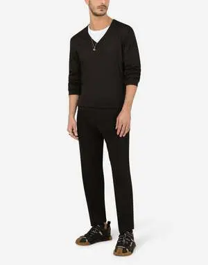 Dolce & Gabbana Pull Scollo V Sweaters And Cardigans Gray Cashmere - Black