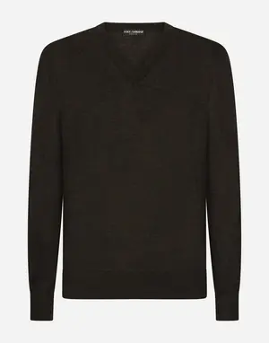 Dolce & Gabbana Pull Scollo V Sweaters And Cardigans Gray Cashmere - Grey