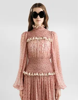 Dolce & Gabbana Rose-print Long Chiffon Dress - Multicolor