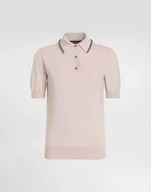 Dolce & Gabbana Short Sleeve Polo With Embellished Collar