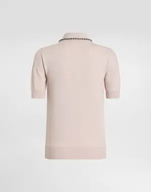 Dolce & Gabbana Short Sleeve Polo With Embellished Collar