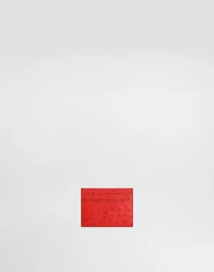 Dolce & Gabbana Polished Ostrich Leather Card Holder Wallets And Small Leather Goods