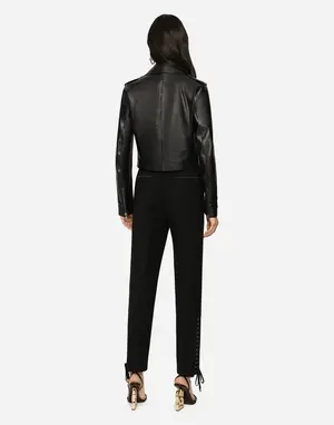 Dolce & Gabbana Leather Biker Jacket With Tab Details Coats And Jackets
