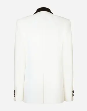 Dolce & Gabbana Double-breasted Wool Crepe Jacket With Tuxedo Lapels Blazers Silk