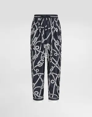 Dolce & Gabbana Marina-print Silk Twill Trousers - Multicolor