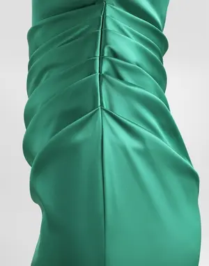 Dolce & Gabbana One-shoulder Stretch Satin Dress Dresses Satin - Green