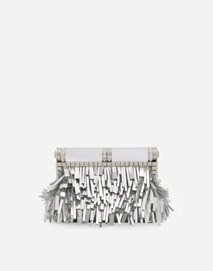 Dolce & Gabbana Mordore Nappa Bag With Fringing Clutches And Mini Bags - Silver