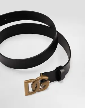 Dolce & Gabbana Leather Belt With Dg Logo Buckle