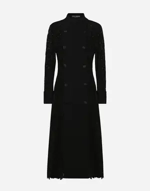 Dolce & Gabbana Double-breasted Cordonetto Lace And Wool Crêpe Coat Coats And Jackets - Black