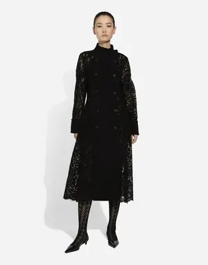 Dolce & Gabbana Double-breasted Lace And Wool Crêpe Coat