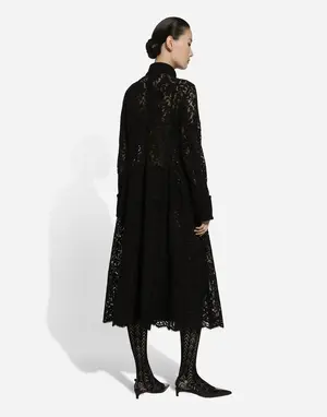 Dolce & Gabbana Double-breasted Lace And Wool Crêpe Coat