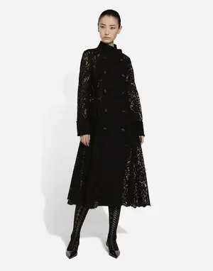 Dolce & Gabbana Double-breasted Lace And Wool Crêpe Coat