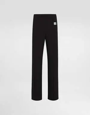 Dolce & Gabbana Flared Jersey Jogging Pants With Dg Logo Embroidery Pants And Shorts - Black