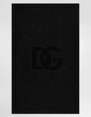 Dolce & Gabbana Cotton Terrycloth Beach Towel With Dg Monogram - Black