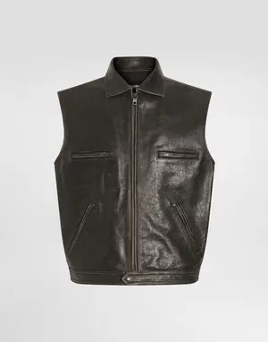 Dolce & Gabbana Leather Jacket Coats And Jackets - Black