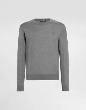 Dolce & Gabbana Dg Embroidery Fine Knit Sweater - Grey