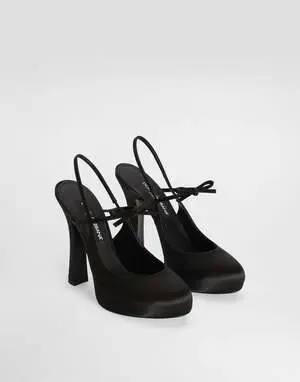 Dolce & Gabbana Satin Slingbacks Pumps And Slingback - Black