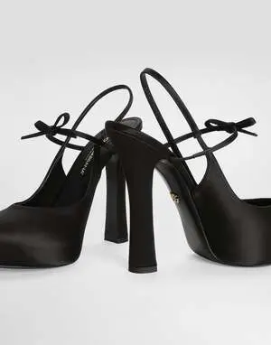 Dolce & Gabbana Satin Slingbacks Pumps And Slingback - Black