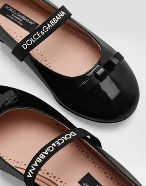 Dolce & Gabbana Patent Leather Ballerina Shoes With Bow Detail - Black
