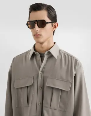 Dolce & Gabbana Virgin Wool Canvas Shirt Shirts Beige