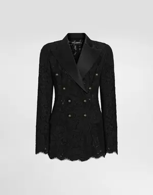 Dolce & Gabbana Double-breasted Jacket In Cordonetto Lace Blazers - Black