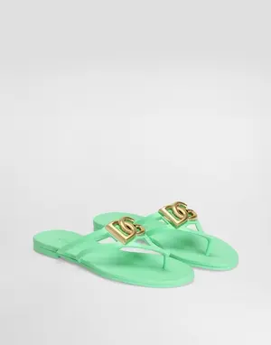 Dolce & Gabbana Rubber Thong Slides With Embossed Logo - Multicolor