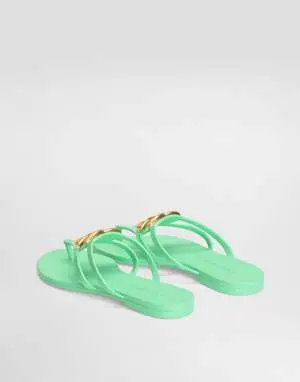 Dolce & Gabbana Rubber Thong Slides With Embossed Logo - Multicolor