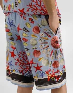 Dolce & Gabbana Shell-print Linen Canvas Trousers