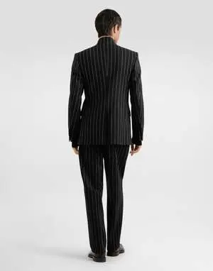 Dolce & Gabbana Single-breasted Sicilia Jacket In Stripedwool Suits And Blazers Wool