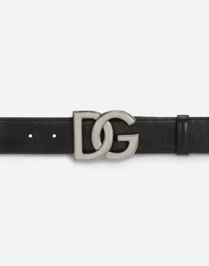 Dolce & Gabbana Calfskin Belt With Dg Buckle - Black