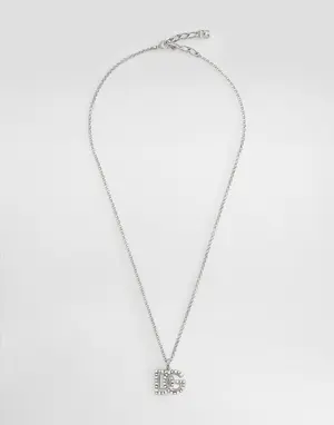 Dolce & Gabbana Fine Link Necklace With Rhinestone-detailed Dg Logo Bijoux Metal - Silver