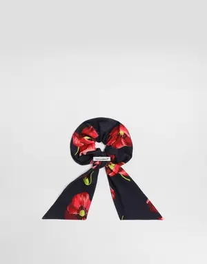 Dolce & Gabbana Poppy Print Scrunchie With Tails