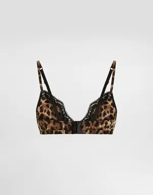 Dolce & Gabbana Leopard-print Soft Cup Bra With Lace Underwear Animal Print Satin