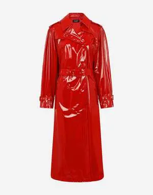 Dolce & Gabbana Patent Leather Trench Coat Coats And Jackets Fabric - Red