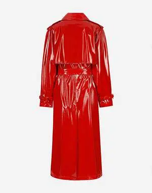 Dolce & Gabbana Patent Leather Trench Coat - Red