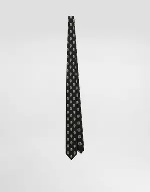 Dolce & Gabbana Jacquard Heraldic Shield Neck Tie - Black