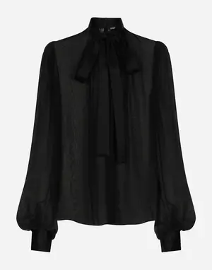Dolce & Gabbana Silk Chiffon Pussy-bow Blouse Shirts And Tops Silk - Black