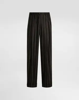Dolce & Gabbana Pinstriped Flannel Trousers Pants And Shorts - Multicolor