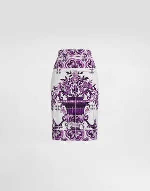 Dolce & Gabbana Majolica-print Fitted Skirt Skirts Silk - Multicolor