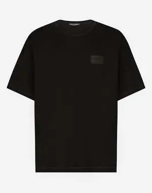 Dolce & Gabbana Cotton T-shirt With Branded Tag T-shirts And Polos - Black