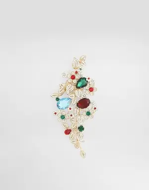 Dolce & Gabbana Maxi Floral Brooch With Rhinestones Bijoux Multi-colored Metal - Multicolor