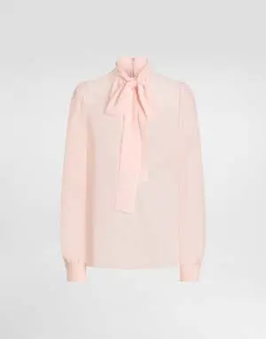 Dolce & Gabbana Silk Georgette Top Shirts And Tops - Pink