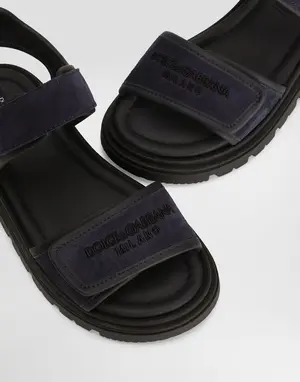 Dolce & Gabbana Split Leather Sandals With Logo Print